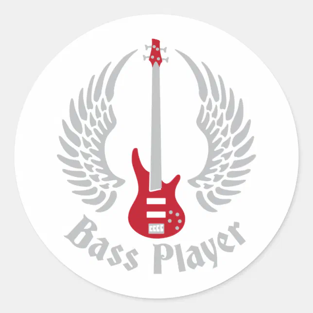 bass guitar classic round sticker | Zazzle