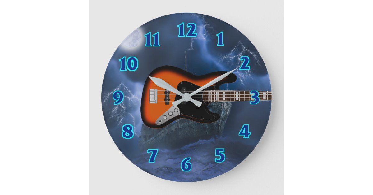 Bass Guitar Player Large Clock | Zazzle