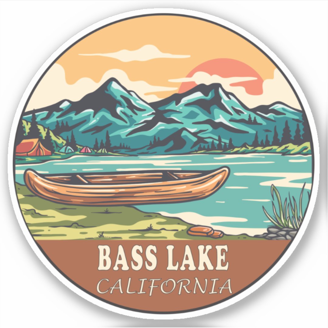 Bass Lake California Boating Fishing Emblem Sticker | Zazzle