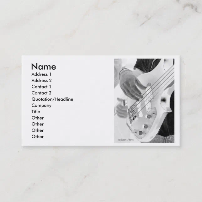 Bass player , bass and hand, negative image business card | Zazzle