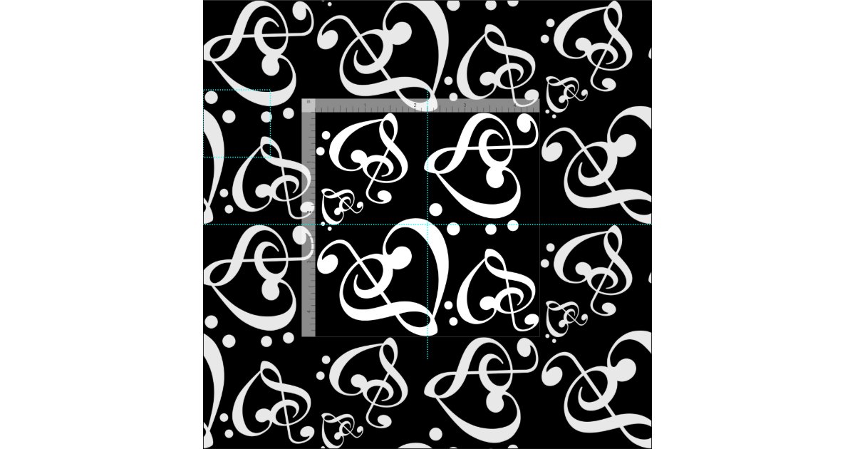 Bass Treble Clef Hearts Music Notes Pattern Fabric | Zazzle
