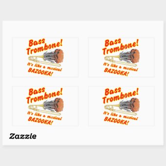 Bass Trombone Musical Bazooka Rectangular Sticker | Zazzle
