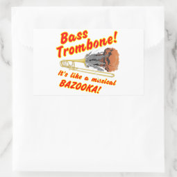 Bass Trombone Musical Bazooka Rectangular Sticker | Zazzle