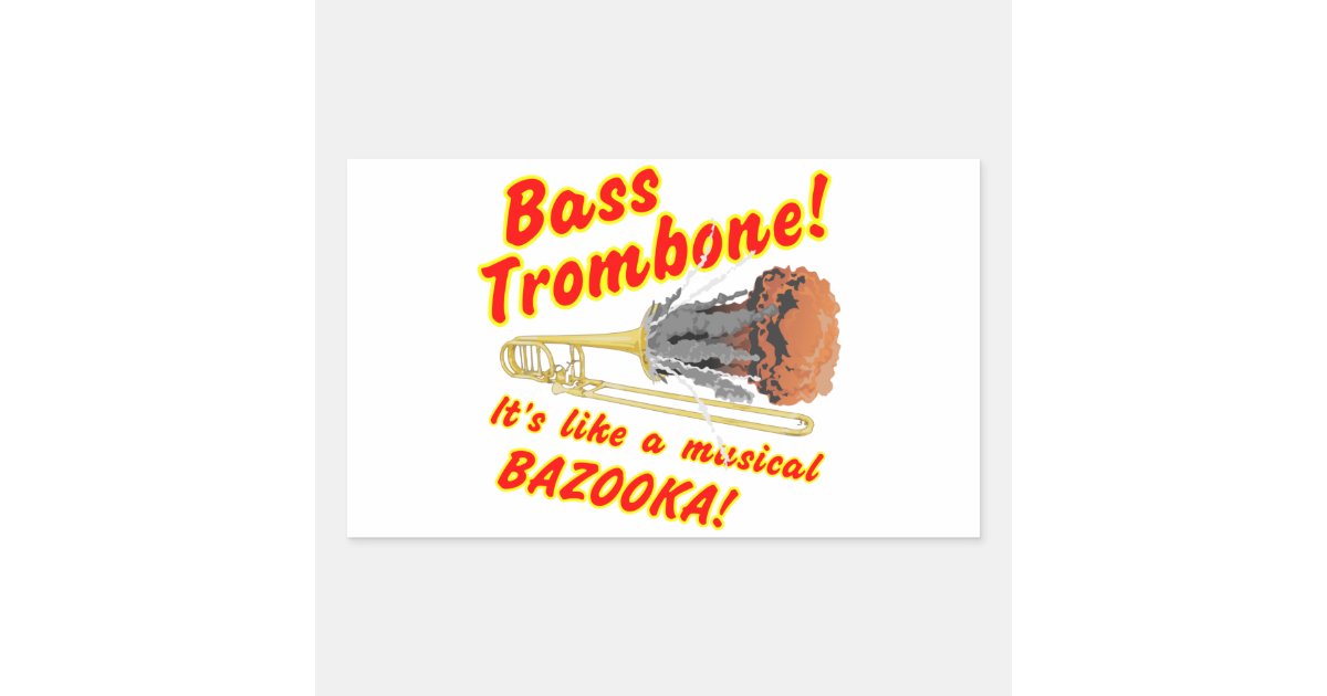Bass Trombone Musical Bazooka Rectangular Sticker | Zazzle