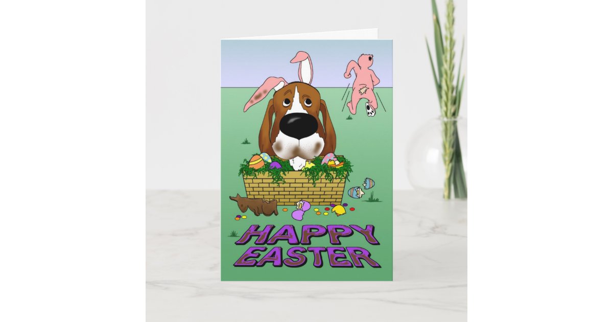 Basset Hound Happy Easter Holiday Card | Zazzle