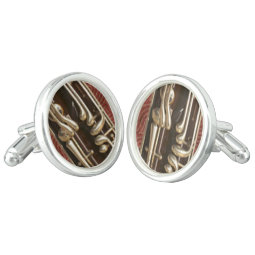 Bassoon Keys on Dark Red Cufflinks | Zazzle