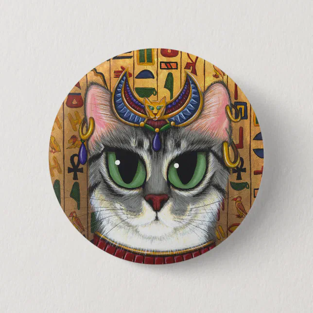 Bast Goddess Egyptian Bastet Cat Art Button | Zazzle