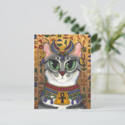 Bast Goddess Egyptian Bastet Cat Art Postcard | Zazzle
