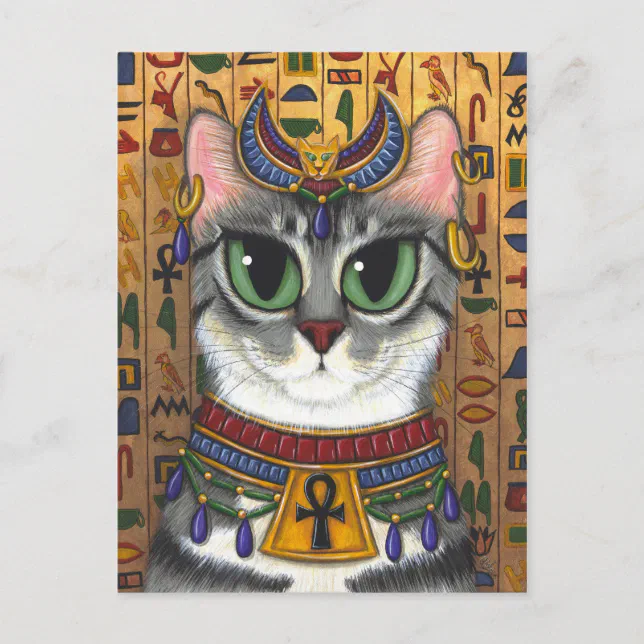 Bast Goddess Egyptian Bastet Cat Art Postcard | Zazzle
