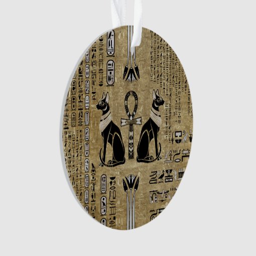 Bastet - Egyptian Cats And Ankh Cross Ornament | Zazzle