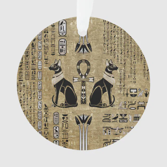 Bastet - Egyptian Cats And Ankh Cross Ornament | Zazzle