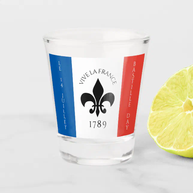 Bastille Day Fleur-de-Lis Tricolore France Flag Shot Glass | Zazzle