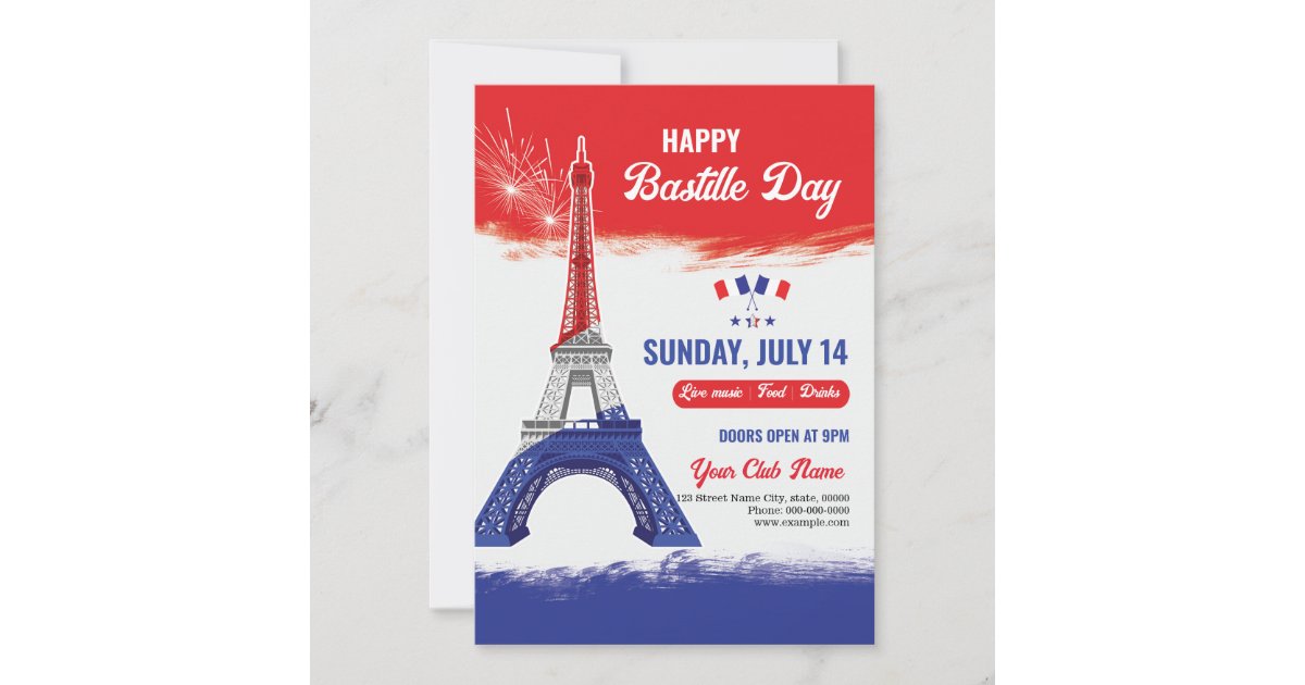 Bastille Day Party Invitation Template | Zazzle