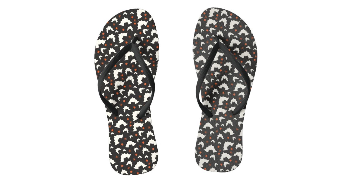 Bat Halloween Seamless Pattern Flip Flops | Zazzle