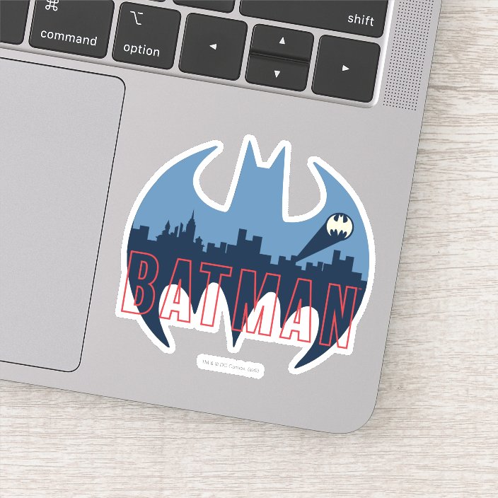 Bat Logo With Gotham & Bat Signal Sticker | Zazzle