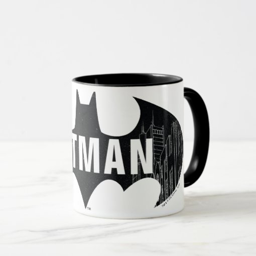 Bat Logo With Gotham Etching Mug | Zazzle