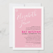 BAT MITZVAH jewish star stylish tween pink invite | Zazzle
