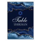 Bat Mitzvah Party Navy Blue Gold Star of David Table Number | Zazzle