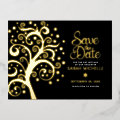 Bat Mitzvah Save Date Tree of Life Black Gold Foil Invitation Postcard ...