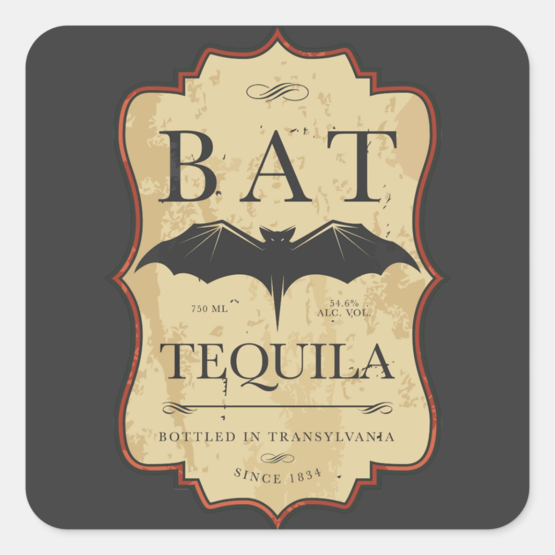 Bat Tequila Vintage Halloween Label | Zazzle