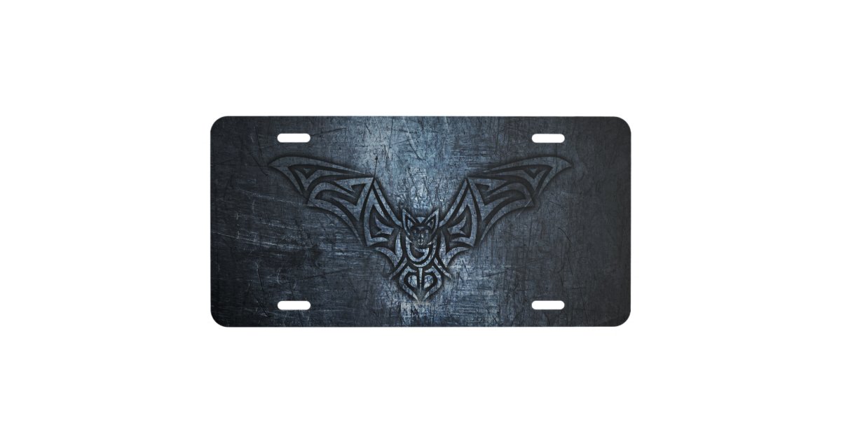 Bat Tribal Steel Metallic License Plate | Zazzle