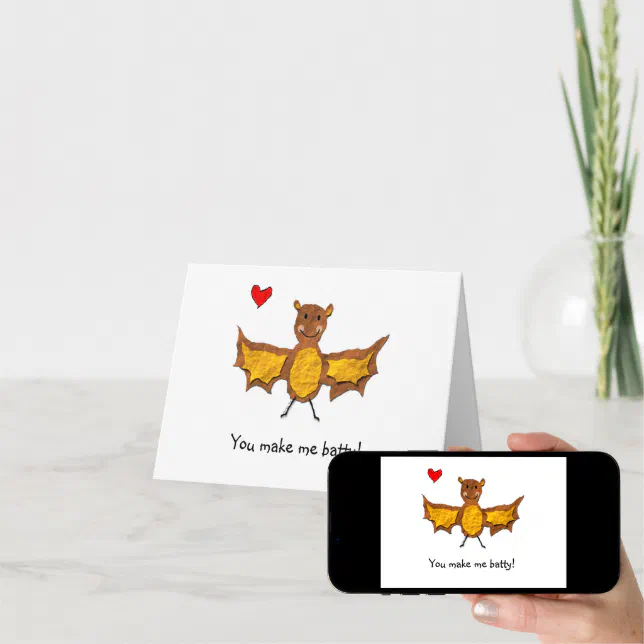 Bat Valentine's Day Card - Animal Pun Series | Zazzle