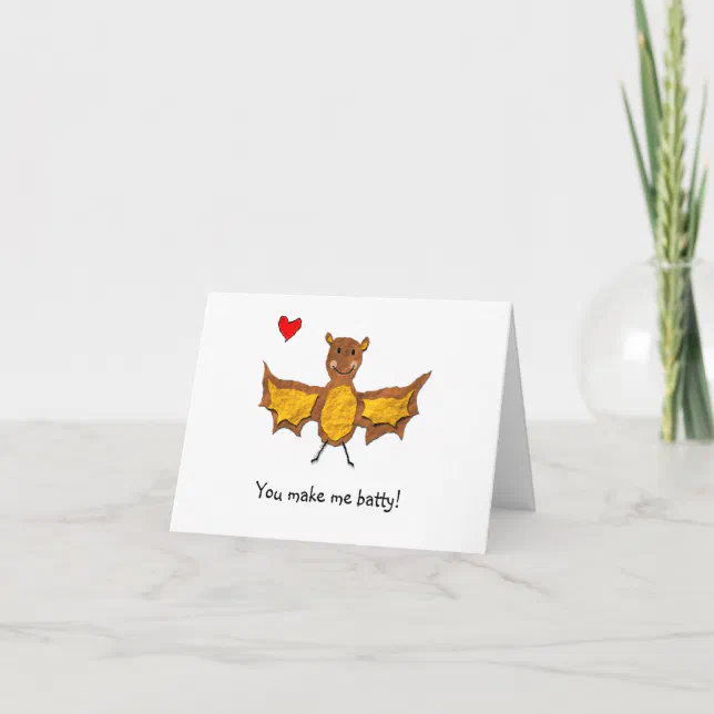 Bat Valentine's Day Card - Animal Pun Series | Zazzle
