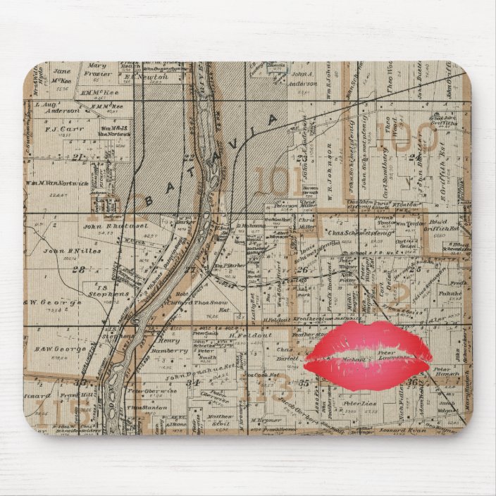 Batavia Illinois Plat Map 1870 Fox River Valley Mouse Pad | Zazzle.com