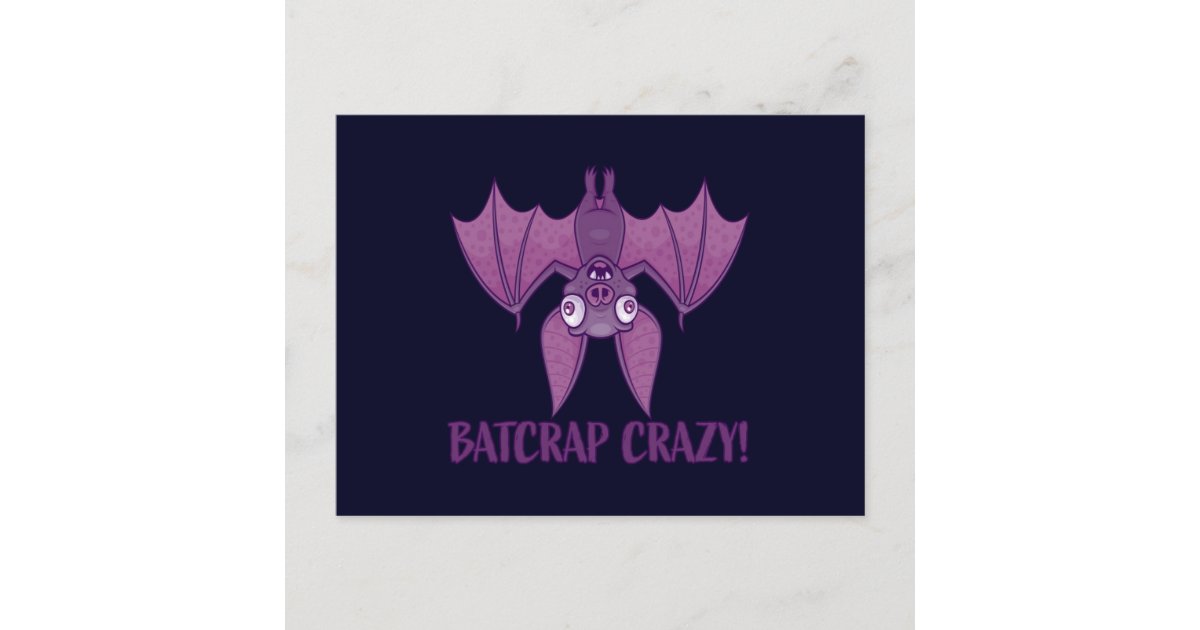 Batcrap Crazy Wacky Cartoon Bat Postcard | Zazzle