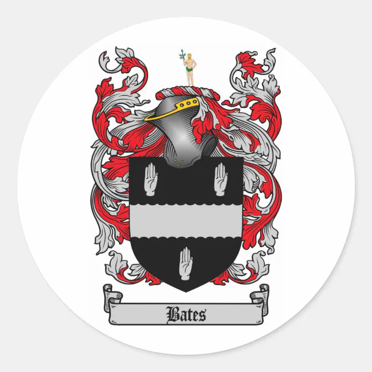 BATES FAMILY CREST - BATES COAT OF ARMS CLASSIC ROUND STICKER | Zazzle