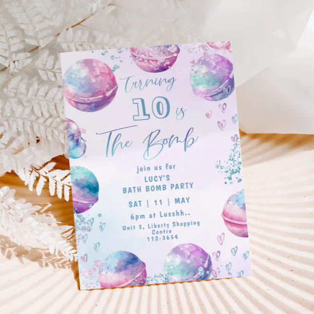 Bath bomb making birthday party invitation | Zazzle