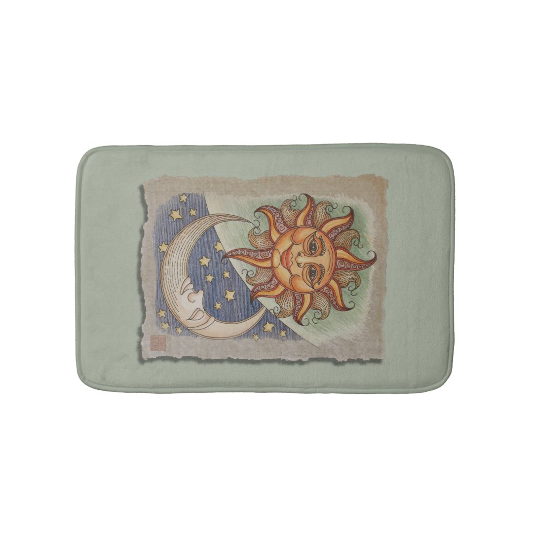 Bath Mat ~ Sun and Moon | Zazzle