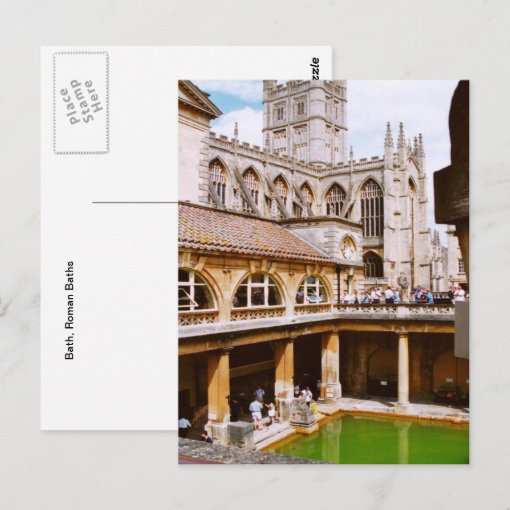 Bath, Roman baths and Bath Abbey Postcard | Zazzle