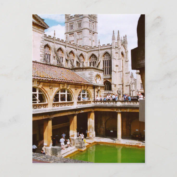 Bath, Roman baths and Bath Abbey Postcard | Zazzle