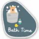"Bath Time" dog care reminder navy and aqua Sticker | Zazzle