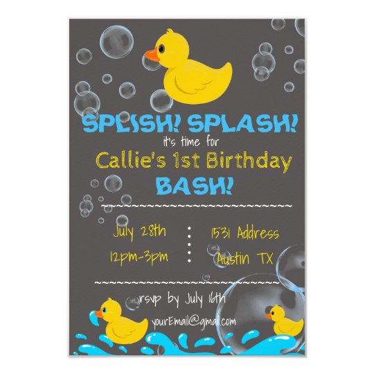 Bath Time Rubber Ducky Birthday Invitation | Zazzle.com