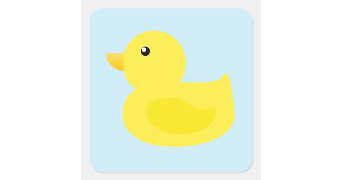 Bath Time Yellow Duck Square Sticker | Zazzle
