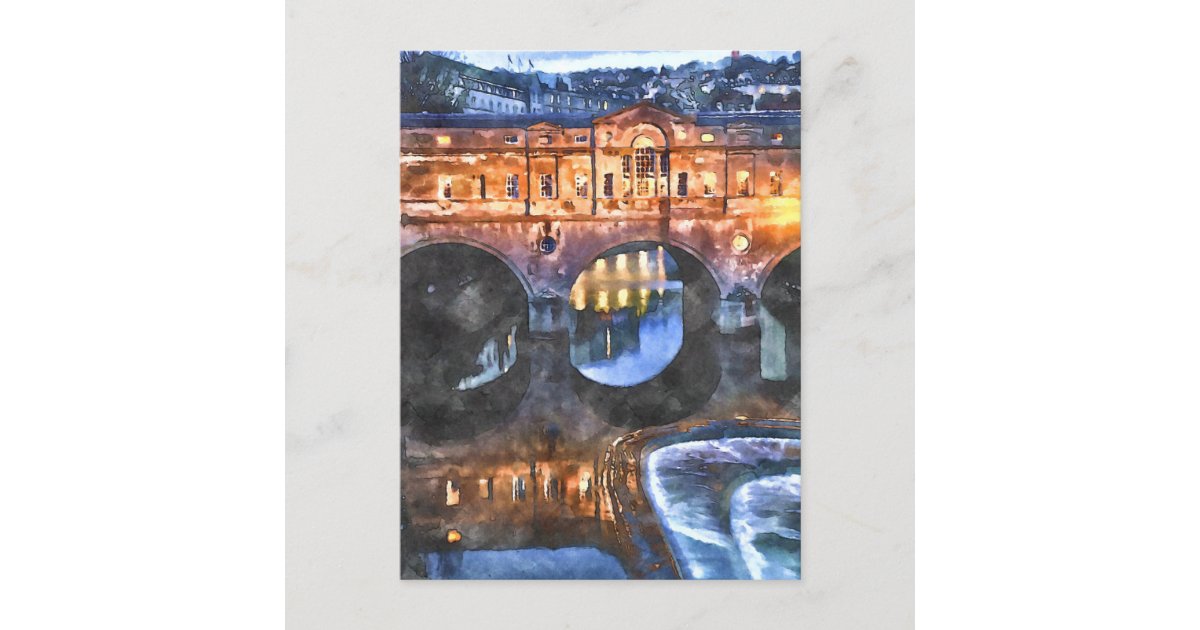 Bath Watercolour-Style Postcard | Zazzle