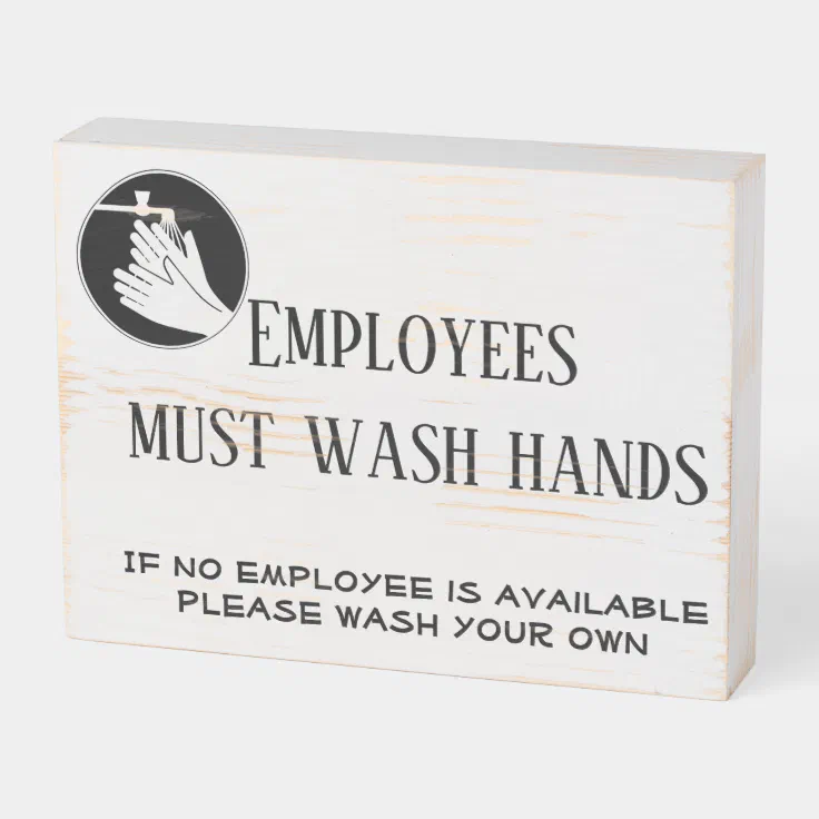 Bathroom Restaurant Business Home Funny Wash Hands Wooden Box Sign | Zazzle