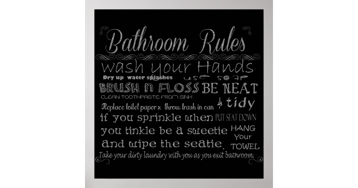 Bathroom Rules Poster | Zazzle
