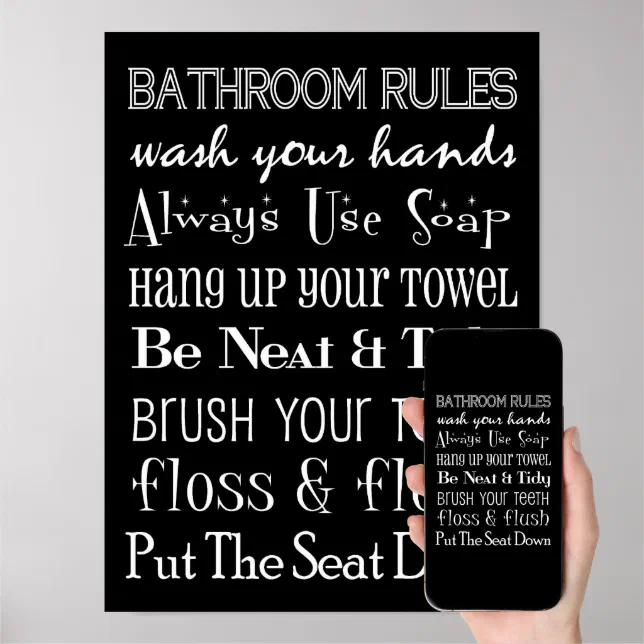 Bathroom Rules Poster | Zazzle