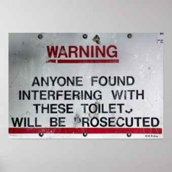 Bathroom Toilet Rules and Warning Poster | Zazzle