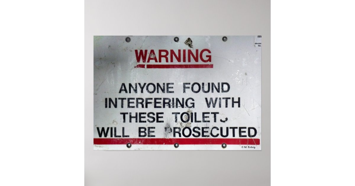 Bathroom Toilet Rules and Warning Poster | Zazzle