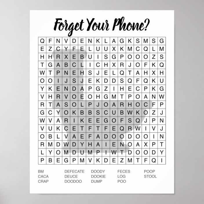 Bathroom Word Search Sign | Zazzle.com