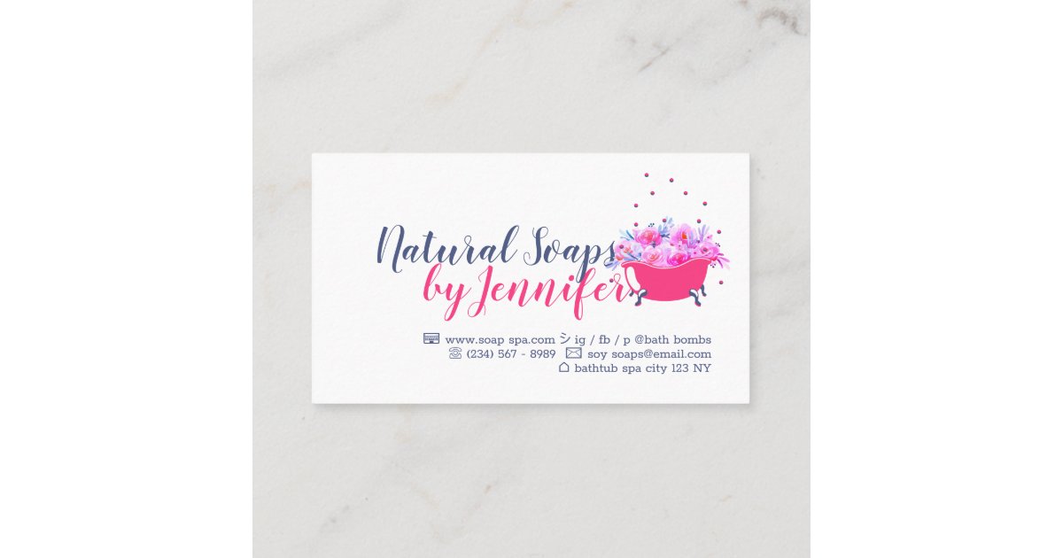 Bathtub Soap Bubble Pink Business Card | Zazzle