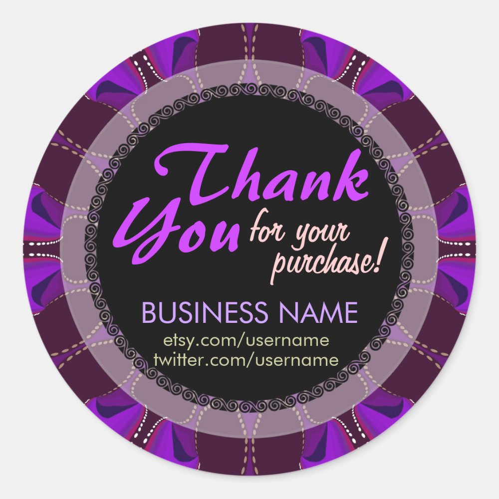 Batik Business Thank You Purple Sticker - Snuggle Hamster Designs