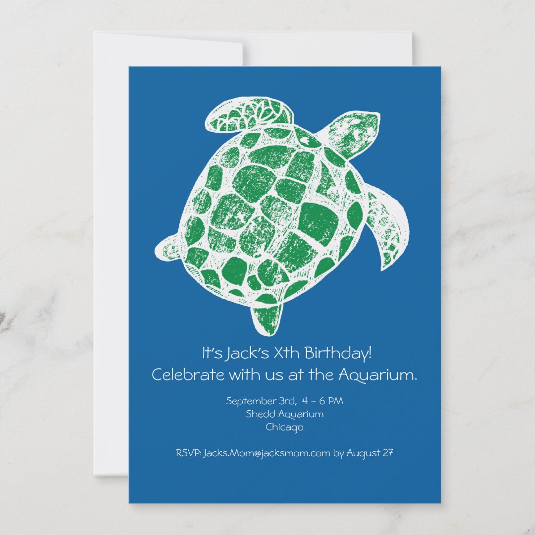 Batik Sea Turtle Kids Birthday Party Invitation | Zazzle