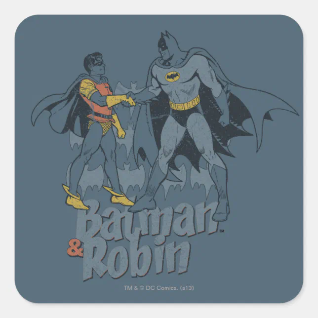 Batman And Robin Distressed Graphic Square Sticker | Zazzle