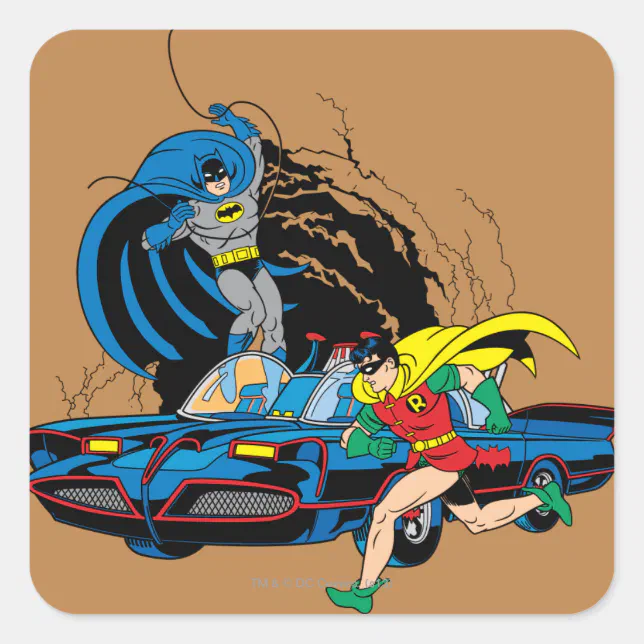Batman And Robin In Batcave Square Sticker | Zazzle