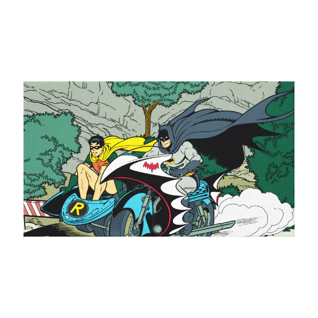 Batman And Robin In Batcycle Canvas Print | Zazzle